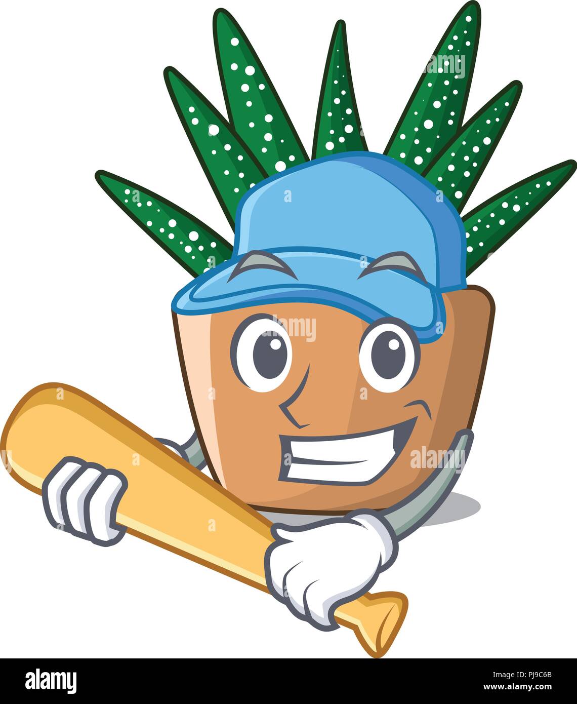 Playing baseball mini zebra cactus on cartoon pot Stock Vector Image ...