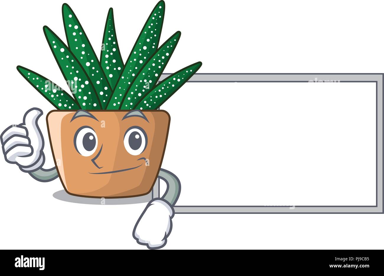 Thumbs up with board mini zebra cactus on cartoon pot Stock Vector ...