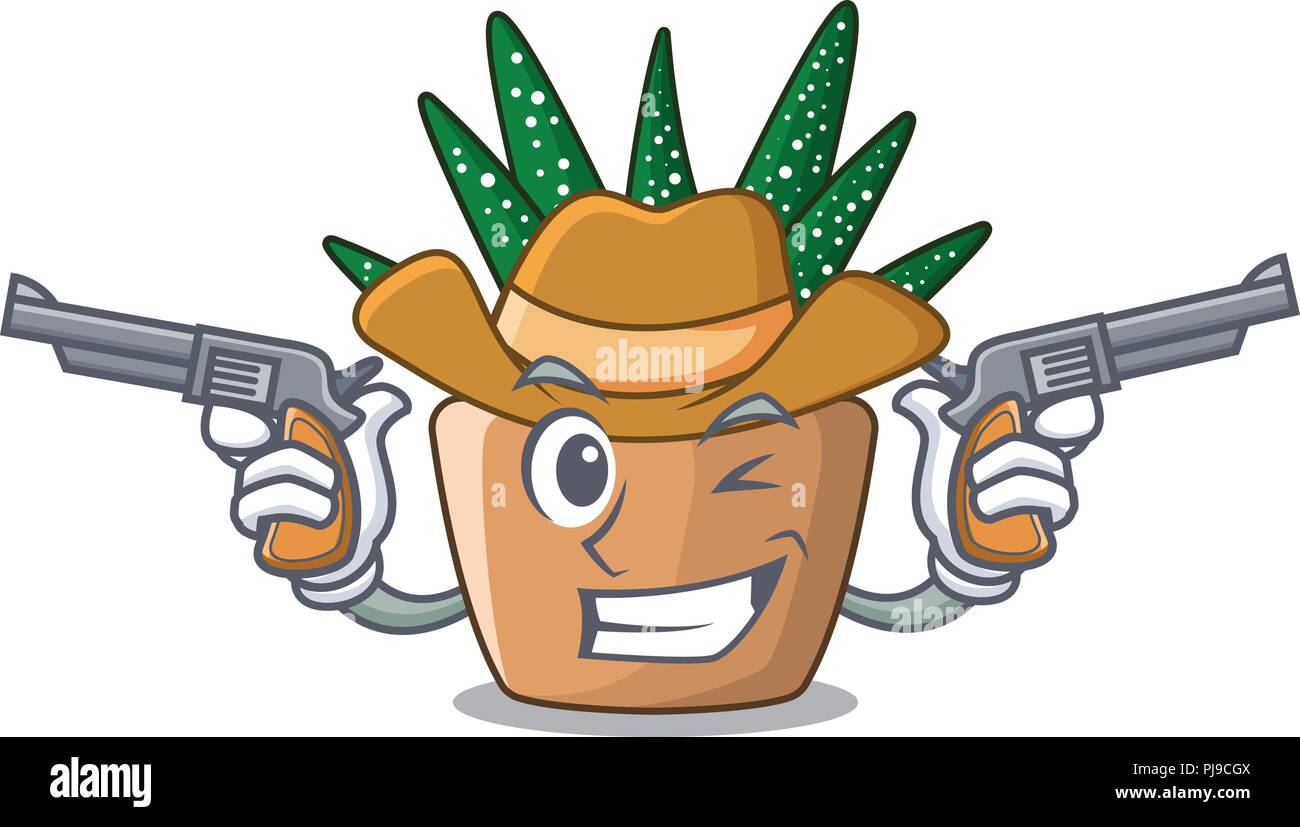 Cowboy mini zebra cactus on cartoon pot Stock Vector Image & Art - Alamy