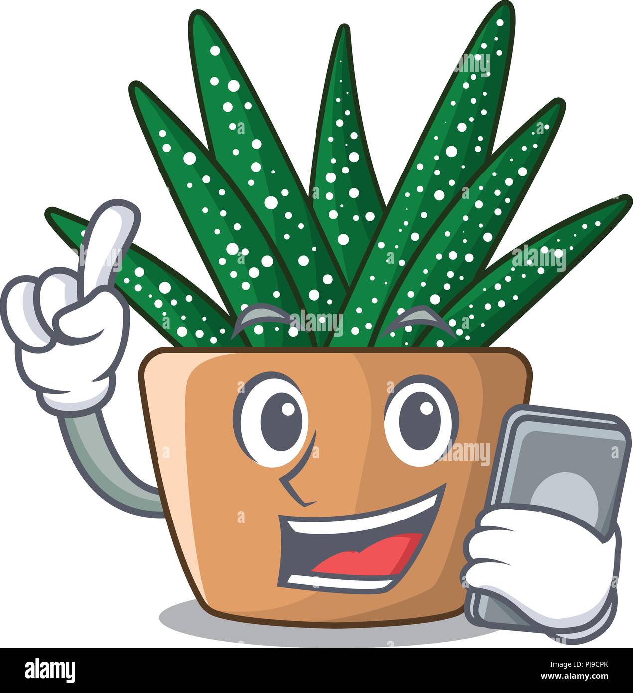 With phone mini zebra cactus on cartoon pot Stock Vector Image & Art ...