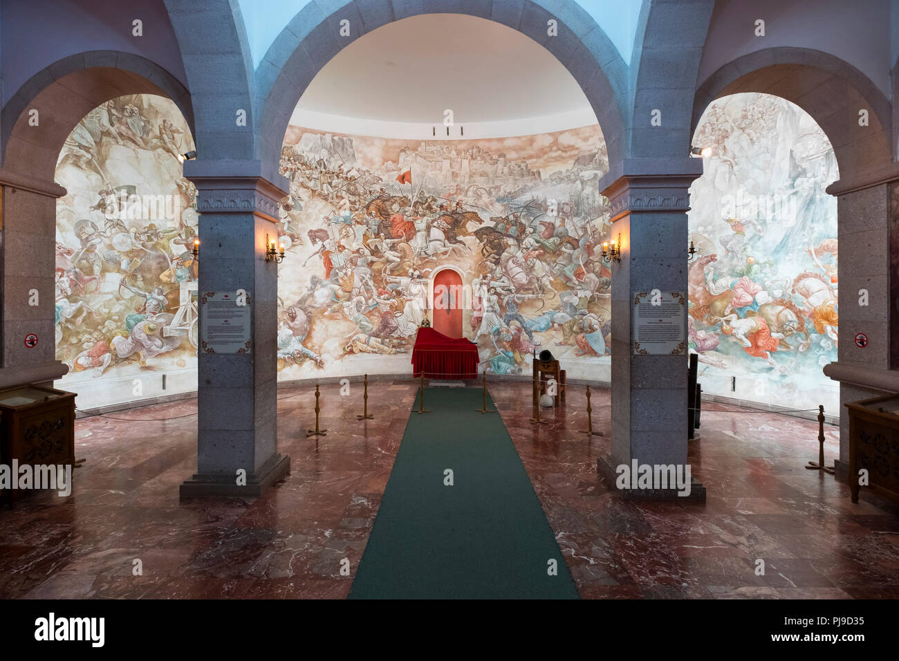 Monumental painting of the Battle of 1444 against the Ottomans, sword ...