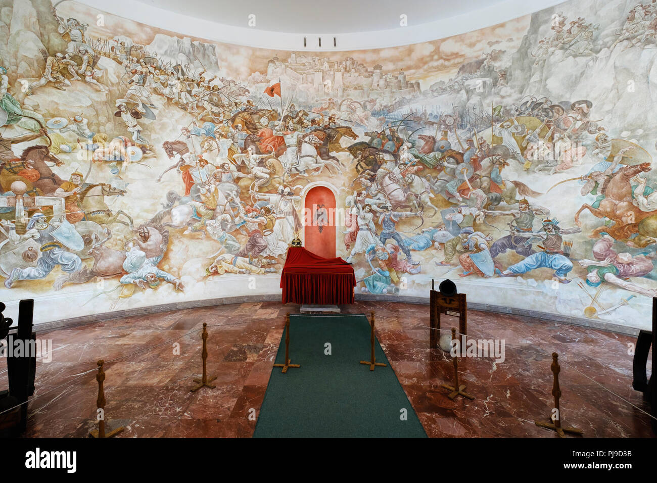 Monumental painting of the Battle of 1444 against the Ottomans, sword ...