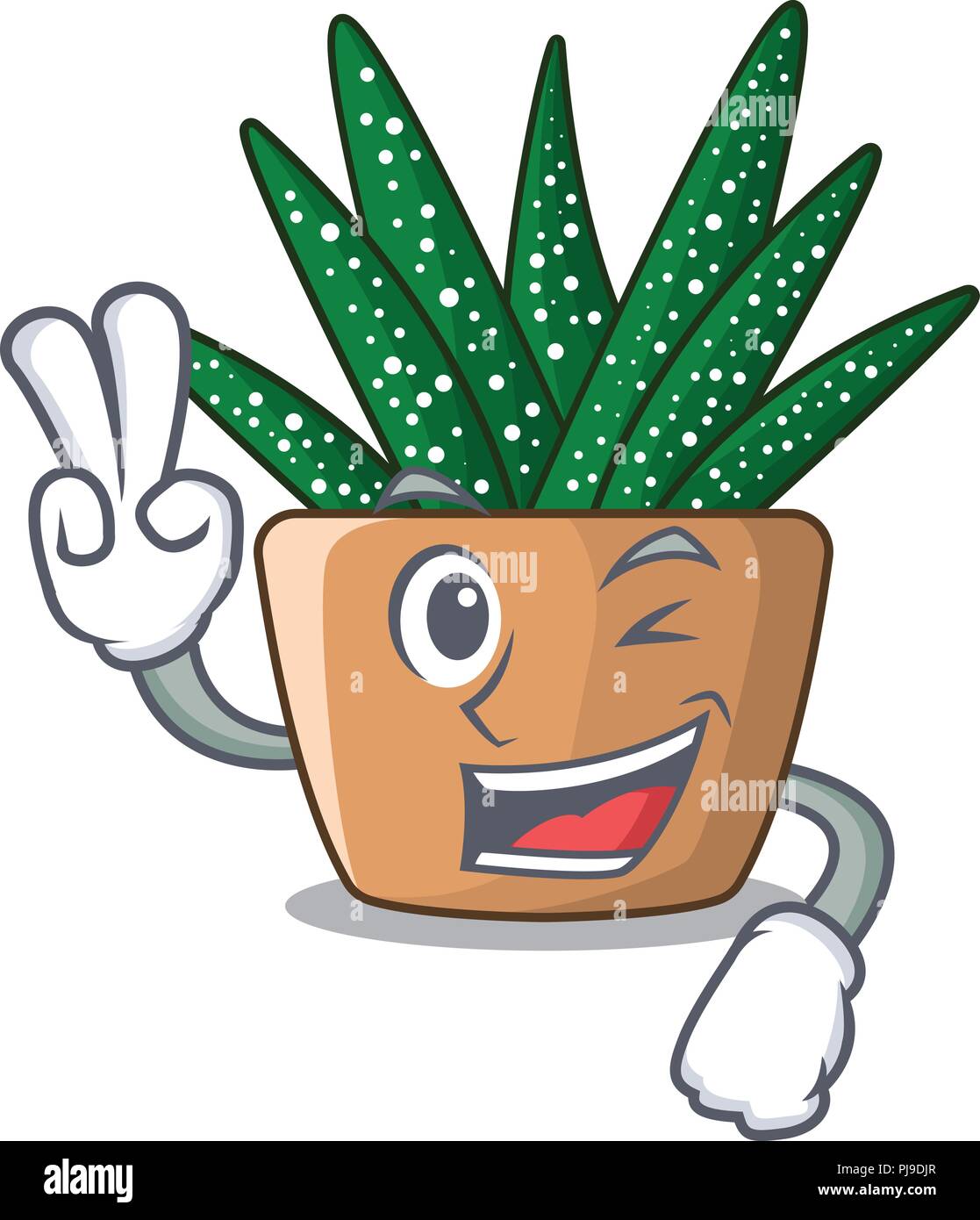 Two finger character small zebra cactus plant on pot Stock Vector Image ...