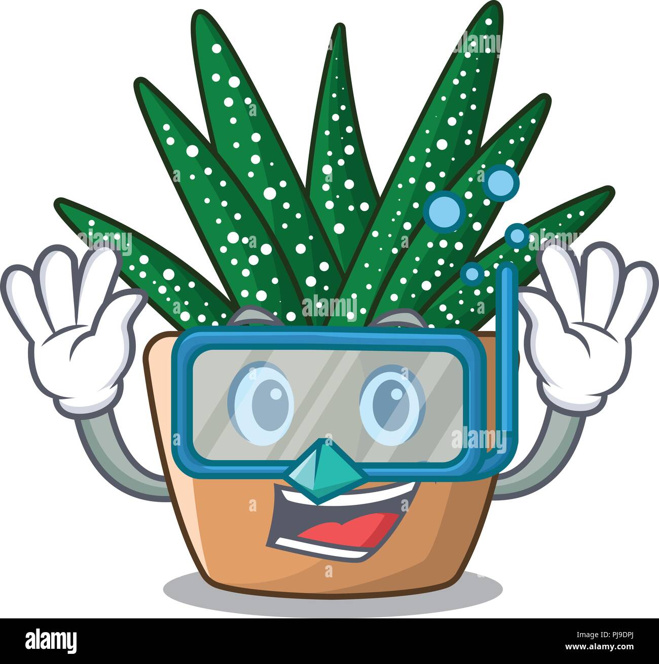 Diving character small zebra cactus plant on pot Stock Vector Image ...