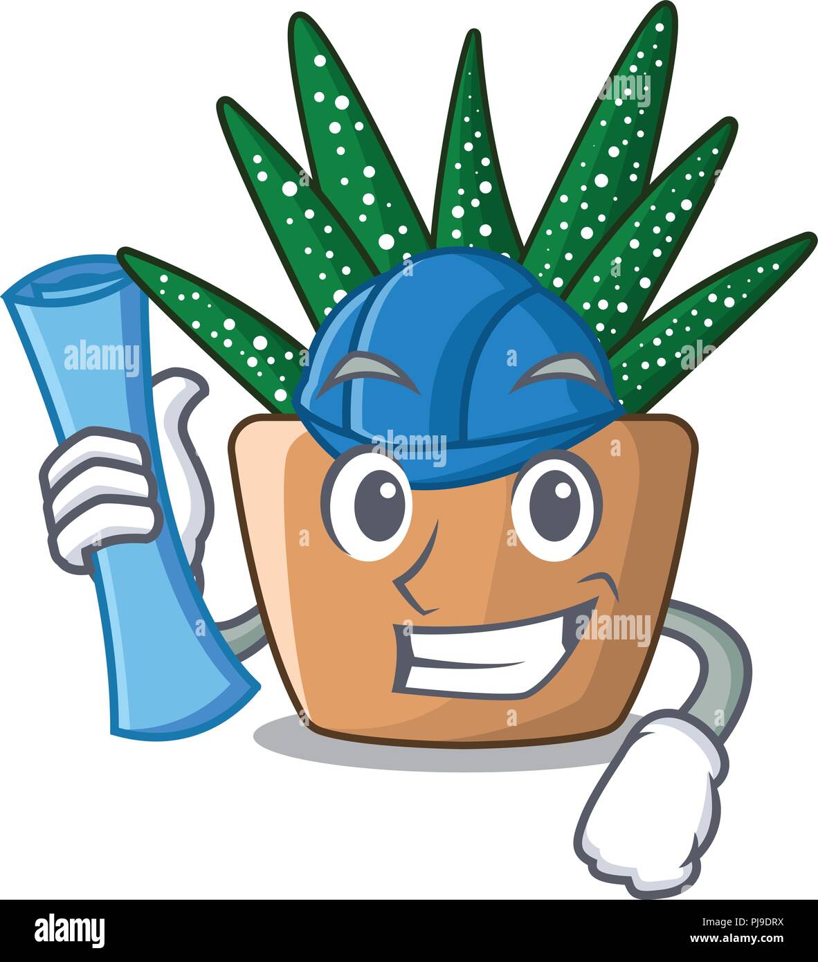 Architect character small zebra cactus plant on pot Stock Vector Image ...