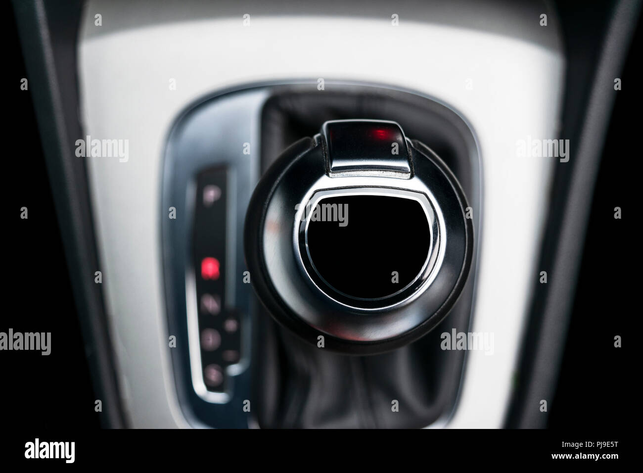 Automatic gear stick of a modern car. Modern car interior details ...