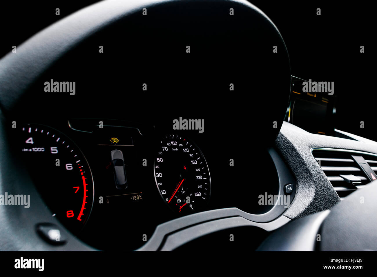 Close up shot of a speedometer in a car. Car dashboard. Dashboard ...