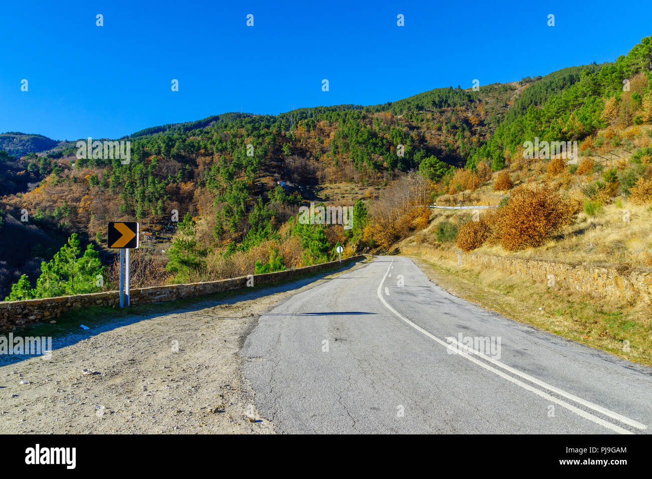 Landscape of the Serra da Estrela mountain range, along road N232, In ...