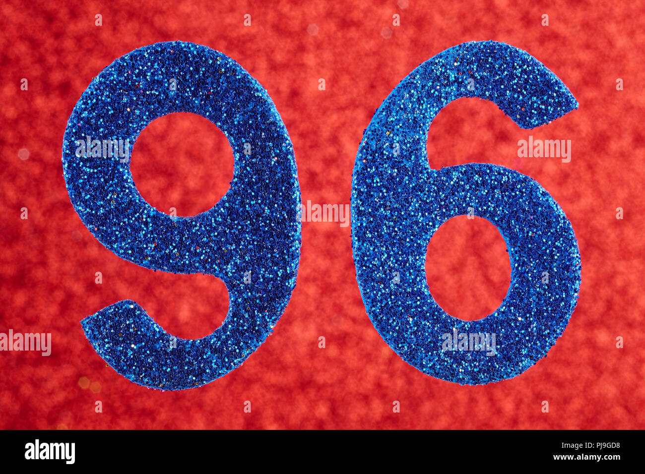 Number ninety-six blue color over a red background. Anniversary ...
