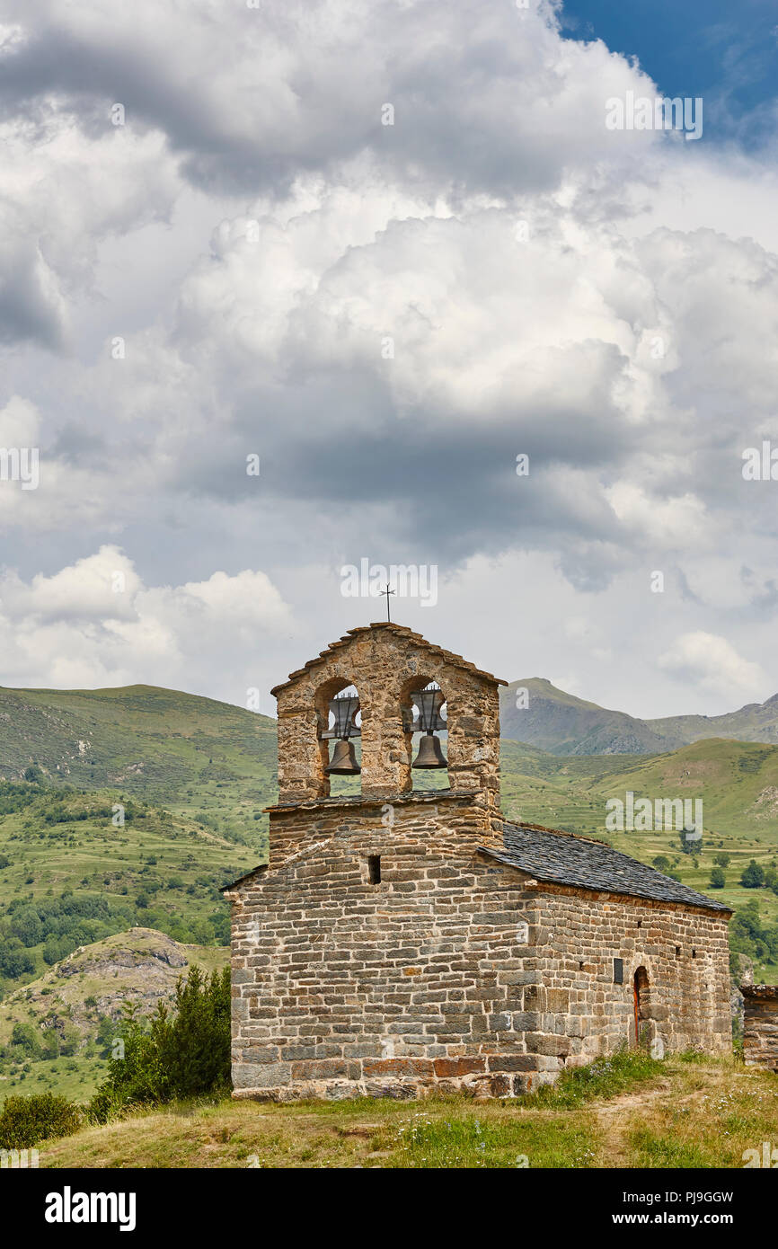 Spanish romanesque art. Sant quirc de durro church. Boi valley Stock ...
