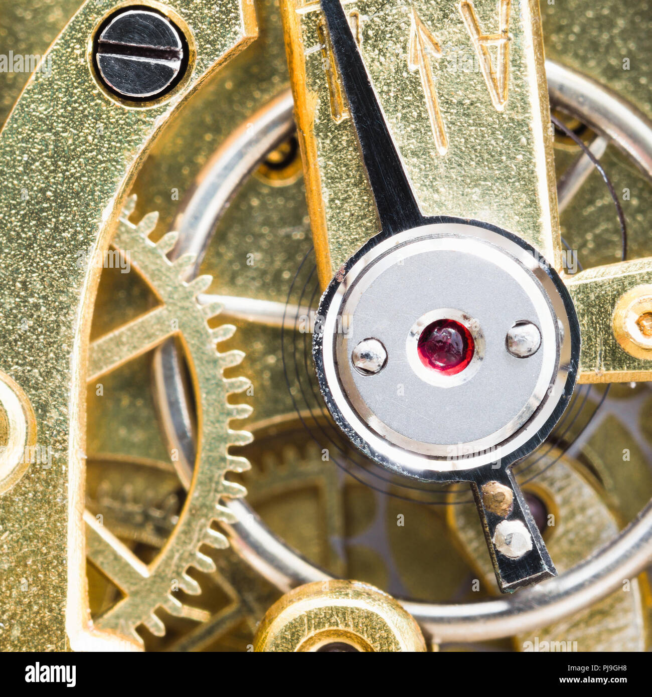 ruby stone and adjusting arrow in antique pocket watch close up Stock ...