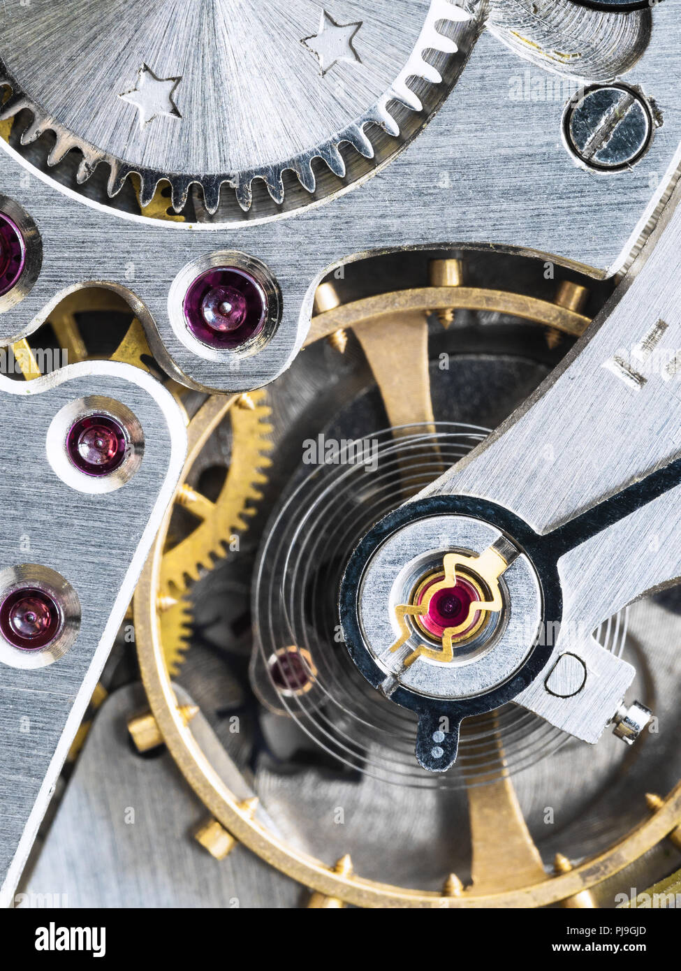 mechanism of old mechanical watch close up Stock Photo - Alamy