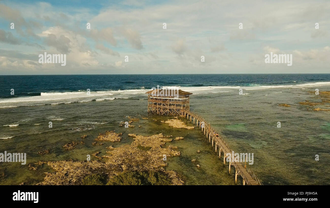 Viewpoint in the ocean at Cloud Nine surf point, Siargao island ...