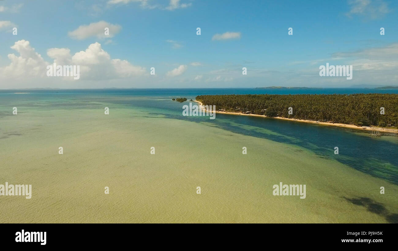 Aerial view of tropical beach on the island Siargao, Philippines ...