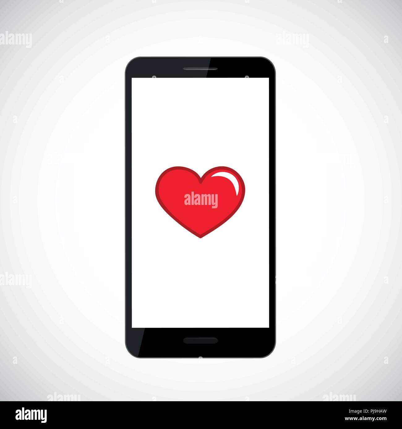 red heart icon in black smartphone vector illustration EPS10 Stock ...
