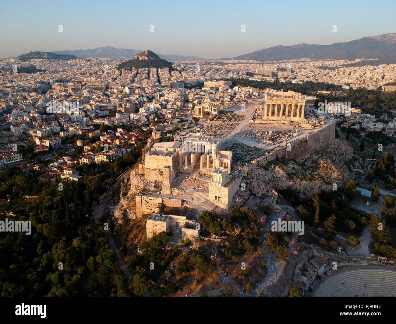 Aerial of the Acropolis and Mount Lycabettus, Athens, Greece Stock Photo - Alamy