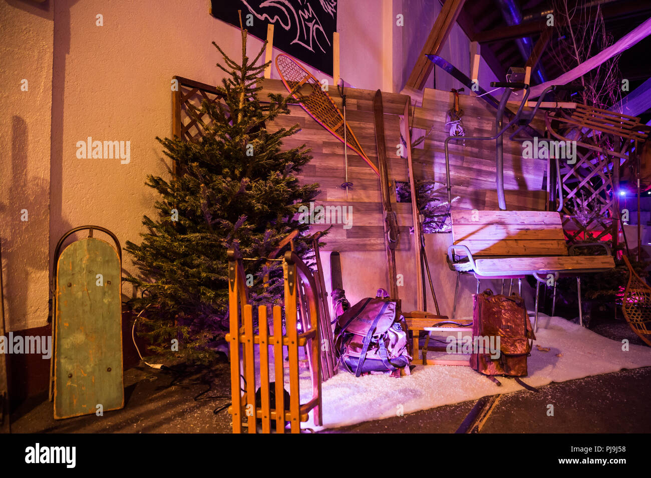 Winter and Traditional Alpine Theme Wedding Decoration Stock Photo - Alamy