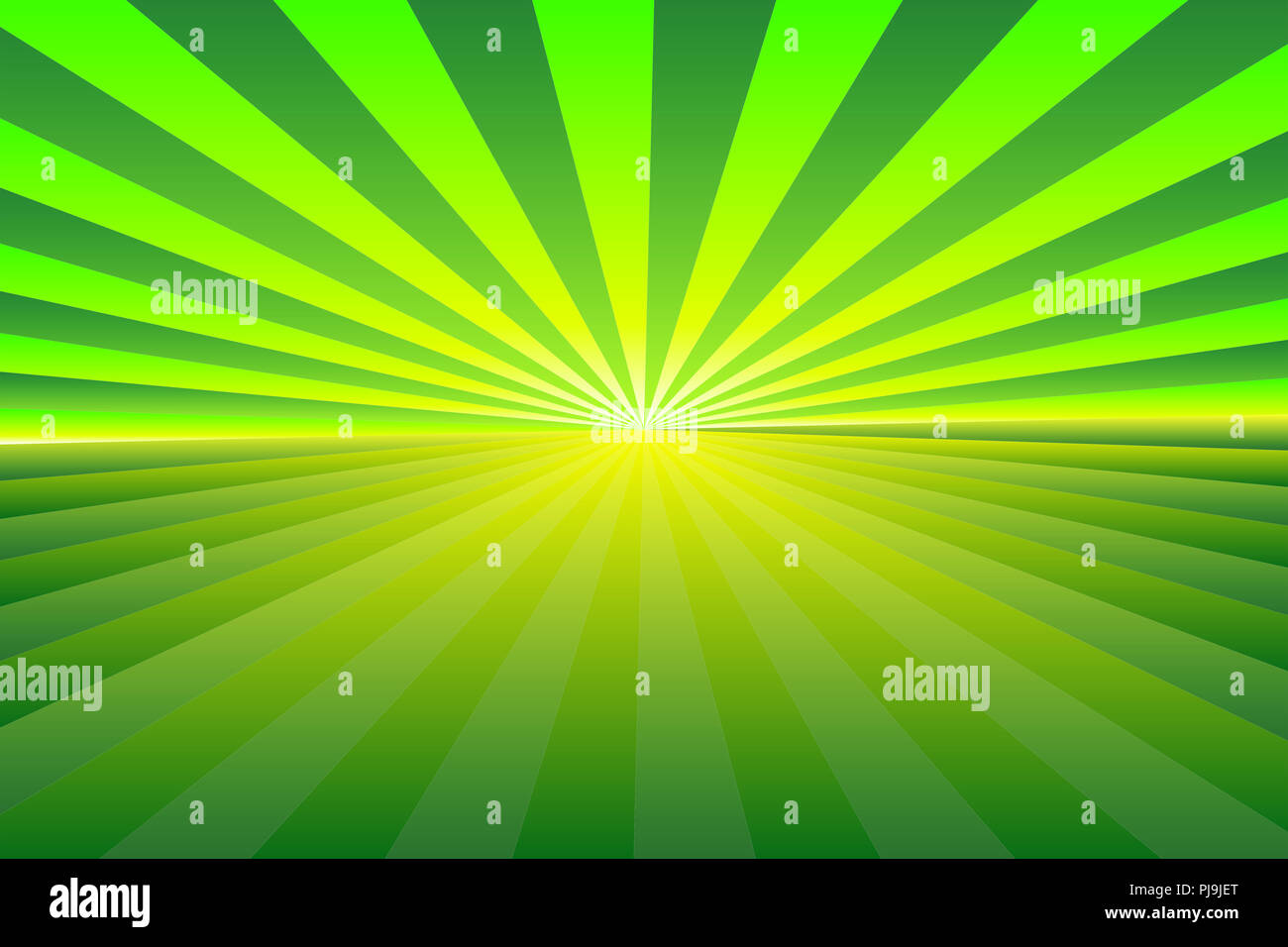 Abstract sunburst pattern, gradient green and yellow ray colors ...