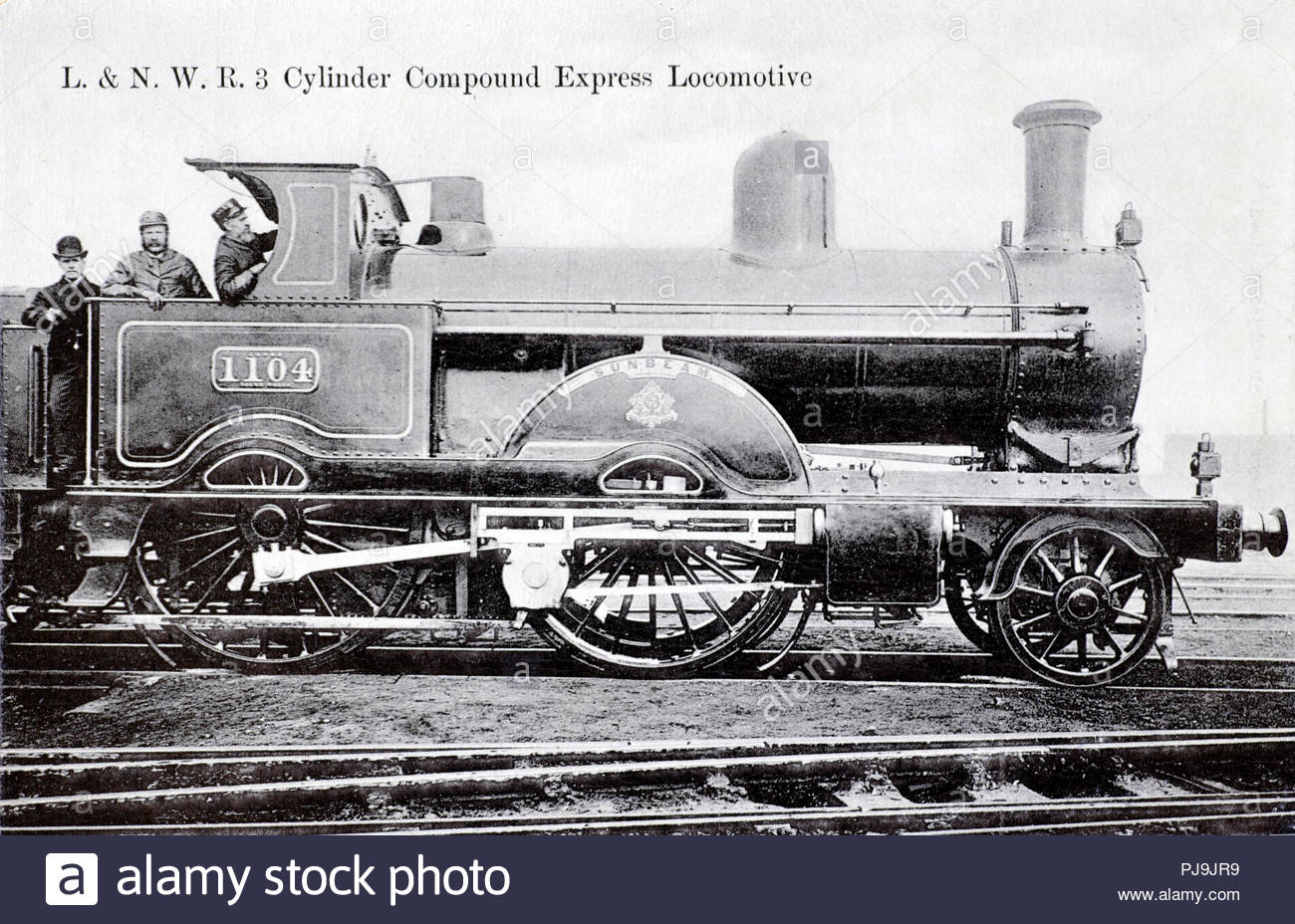 3 Cylinder Compound Express locomotive, vintage real photograph ...