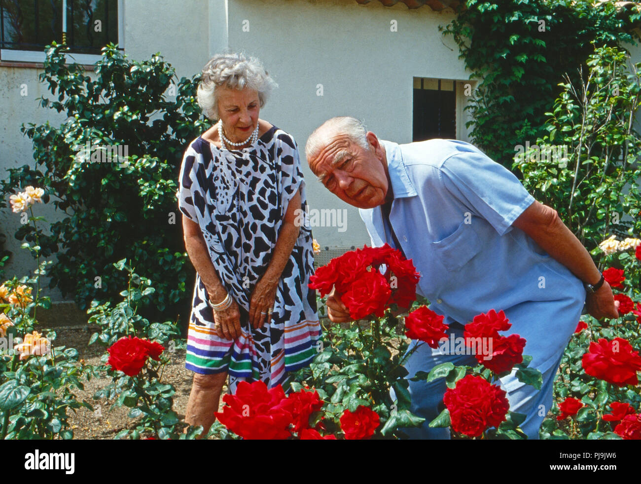 Prinzessin Lillian von Schweden und Prinz Bertil in ihrem Rosengarten ...