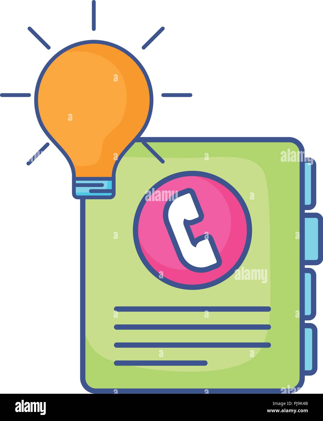 phone book and bulb light over white background, vector illustration ...