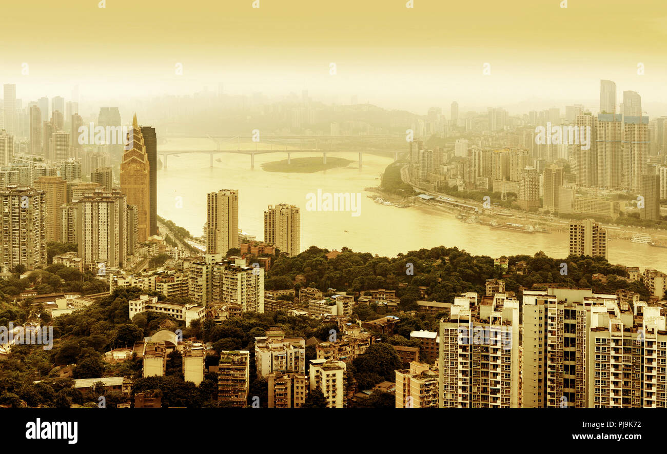 Aerial view of the city skyline, Chongqing, China Stock Photo - Alamy