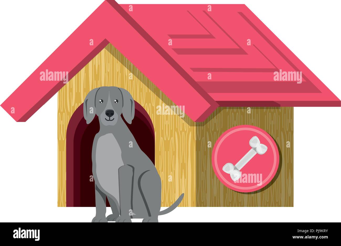 pet house with cute dog over white background, vector illustration ...