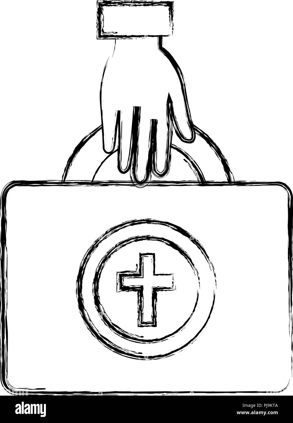 hand with medical kit vector illustration design Stock Vector Image ...