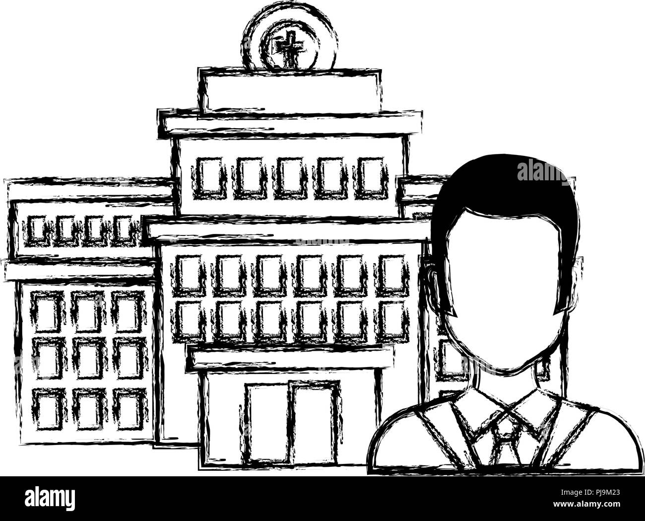 doctor man with hospital building vector illustration design Stock ...