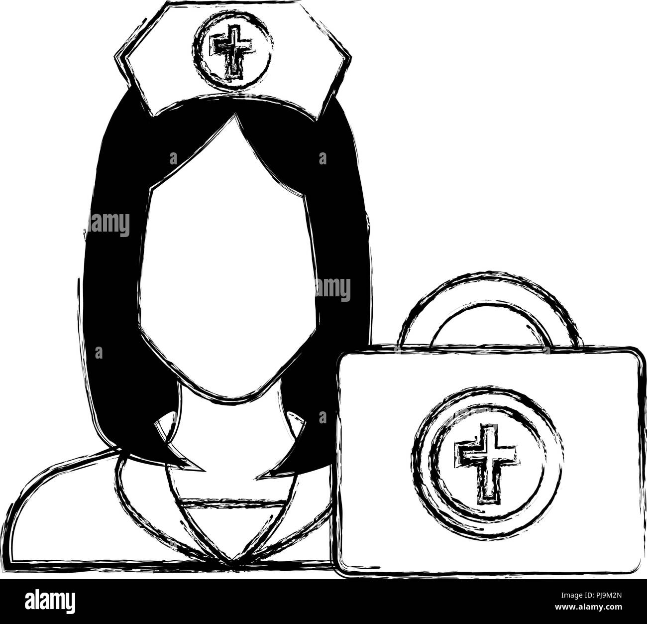 nurse with medical kit character vector illustration design Stock ...