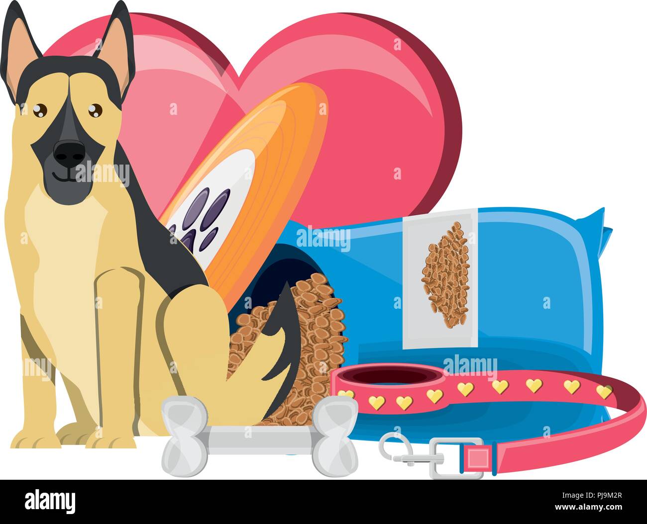 love pets design with heart with cute over white background, vector ...