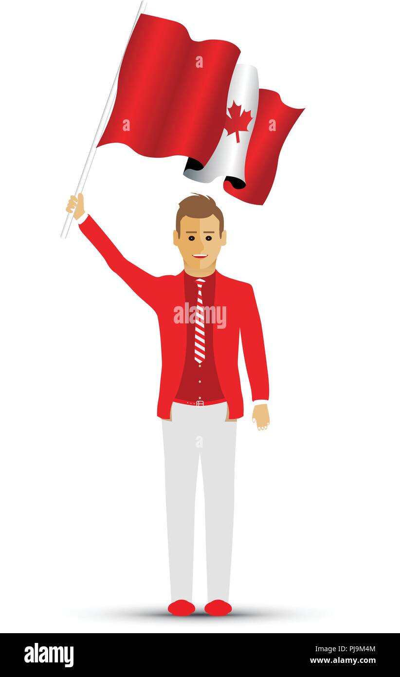 Canadian flag waving man Stock Vector Image & Art - Alamy