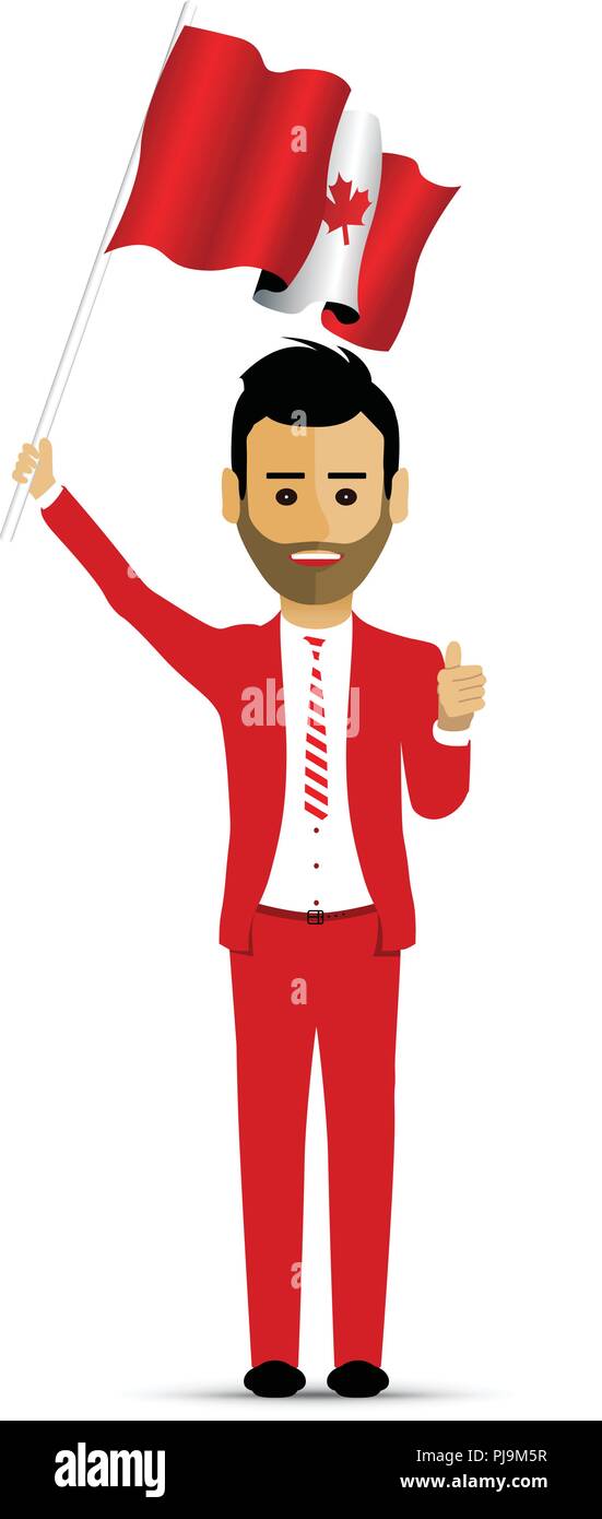 Canadian flag waving man Stock Vector Image & Art - Alamy