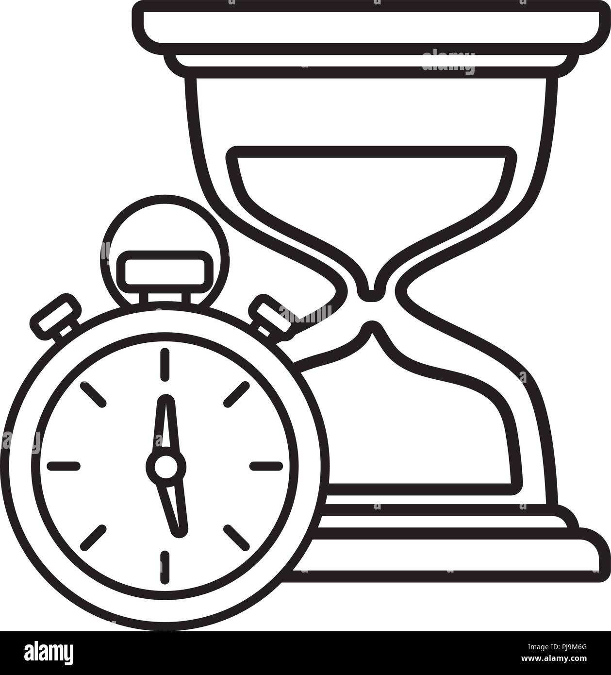 hourglass and chronometer over white background, vector illustration ...