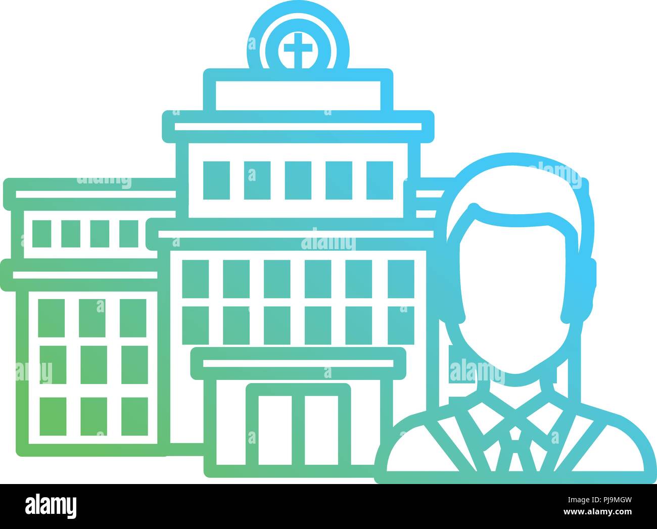 doctor man with hospital building vector illustration design Stock ...