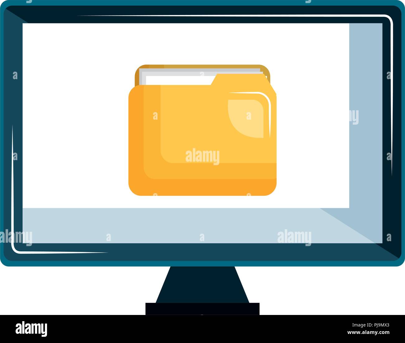 monitor computer with folder vector illustration design Stock Vector ...