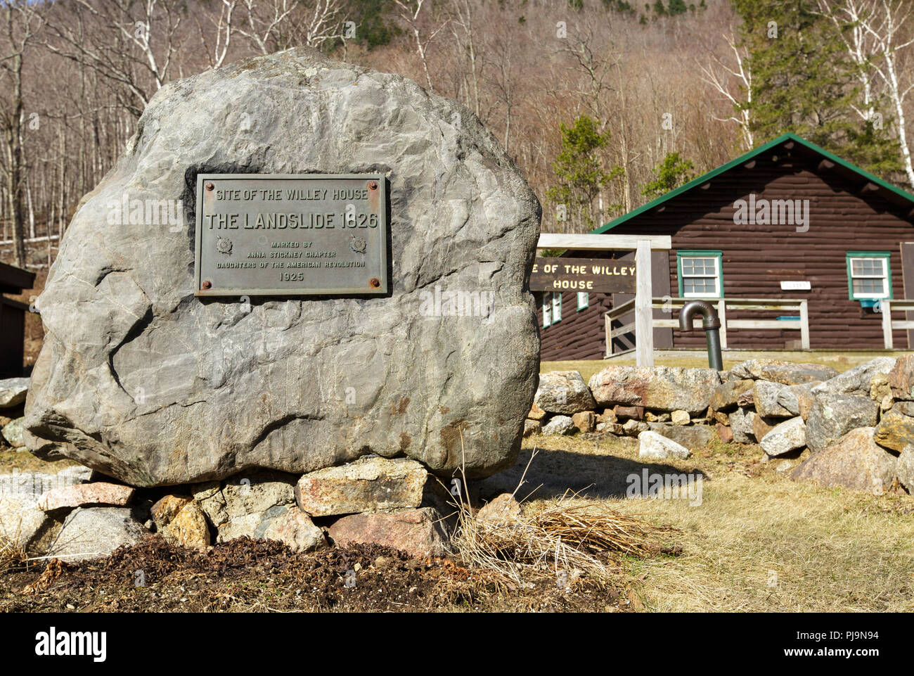 The landslide of 1826 plaque at the site of the Willey House in ...