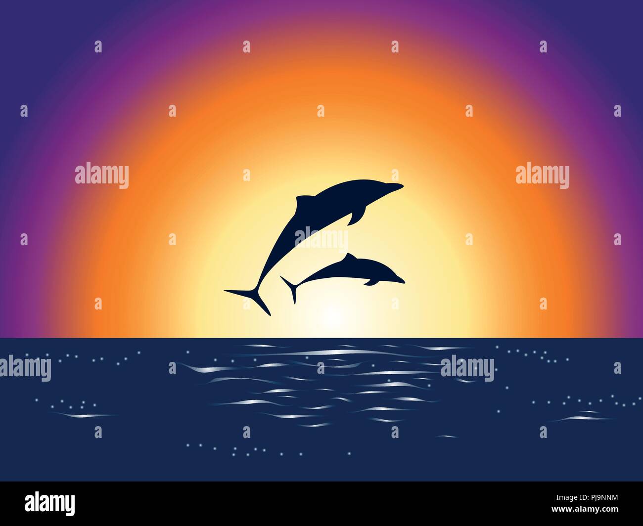 Dolphins Jumping Out Of The Water At Sunrise