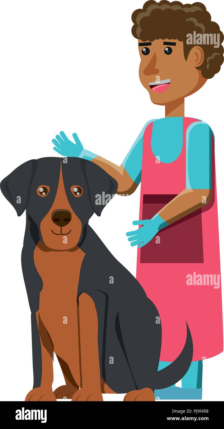 cartoon vet doctor examining a cute dog over white background, vector ...