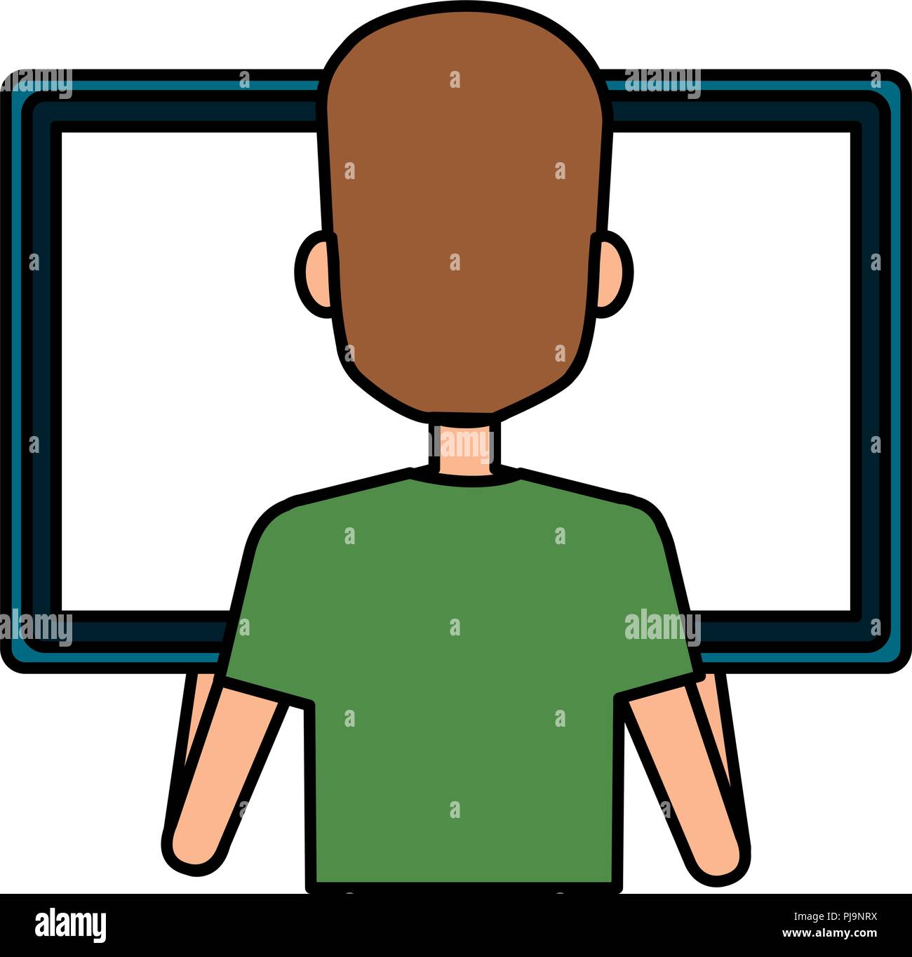 man using computer desktop vector illustration design Stock Vector ...