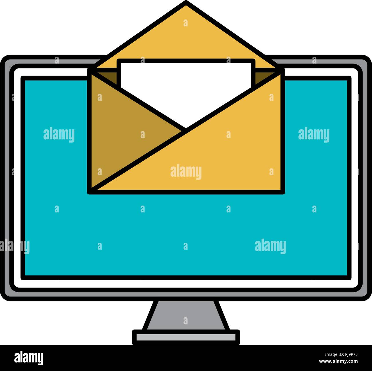 monitor computer desktop with envelope vector illustration design Stock ...