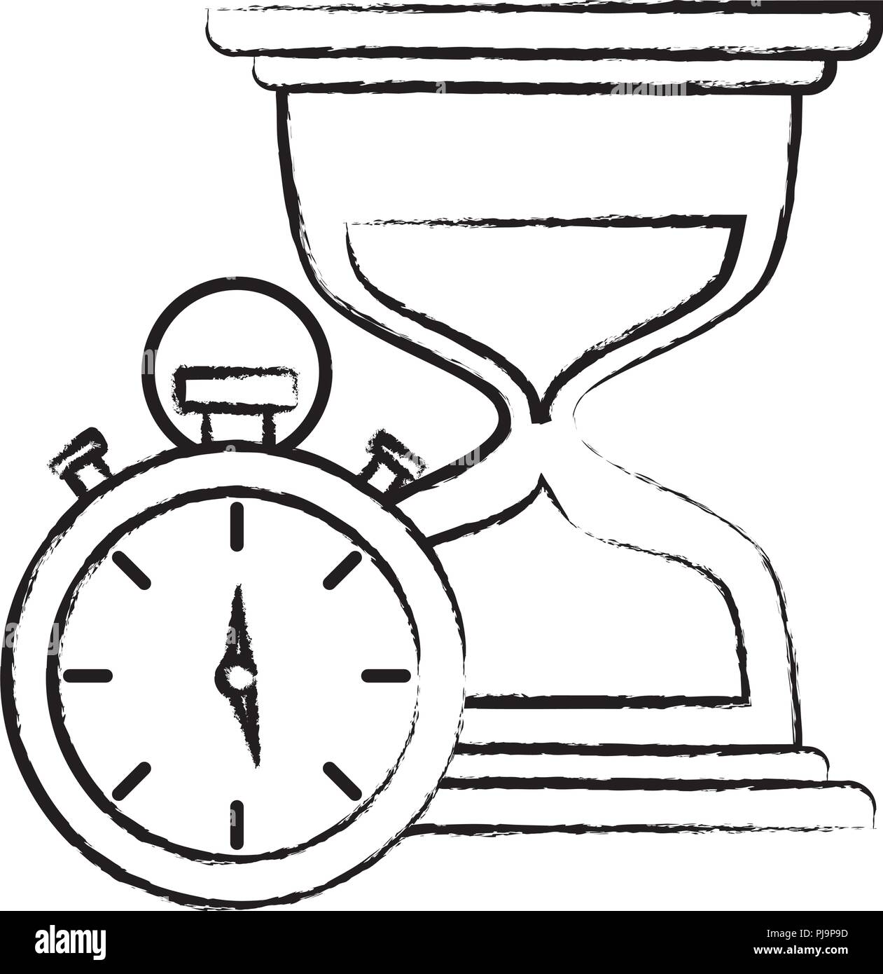 hourglass and chronometer over white background, vector illustration ...