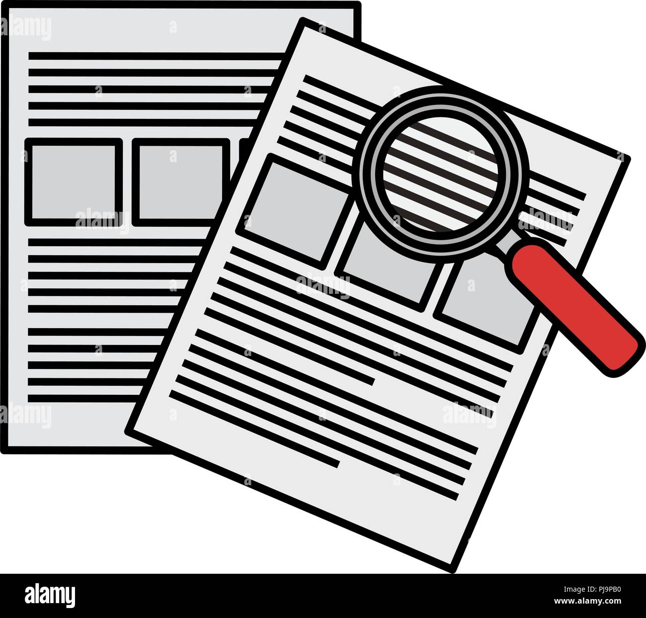 paper document with magnifying glass vector illustration design Stock ...