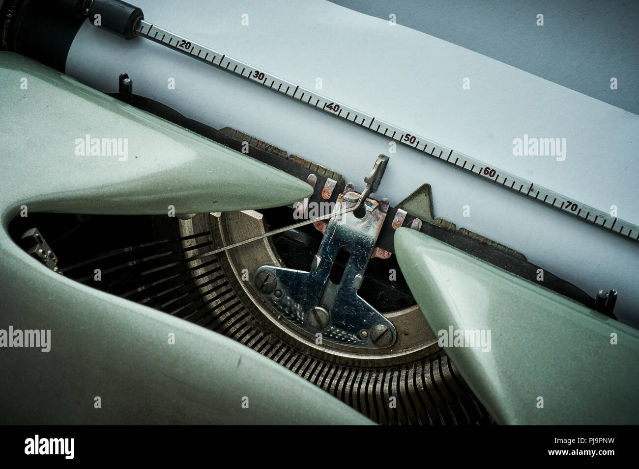 detailed view of the mechanism of an old gray typewriter Stock Photo ...