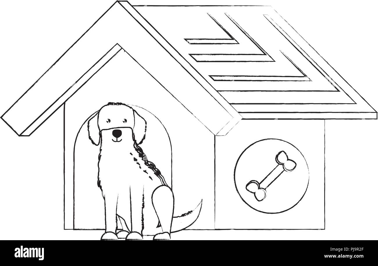 pet house with cute labrador dog over white background, vector ...