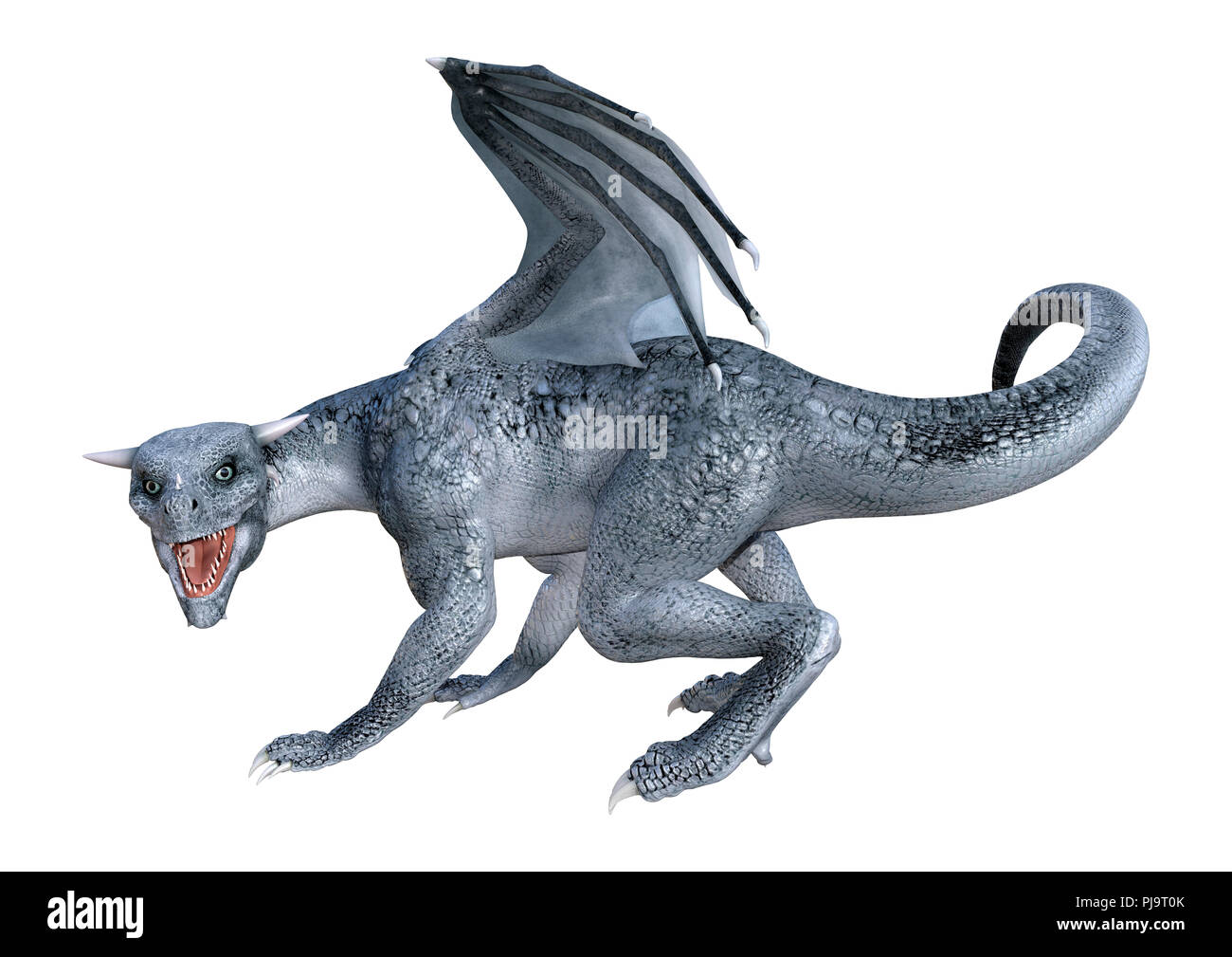 3D rendering of a fantasy dragon whelp isolated on white background ...