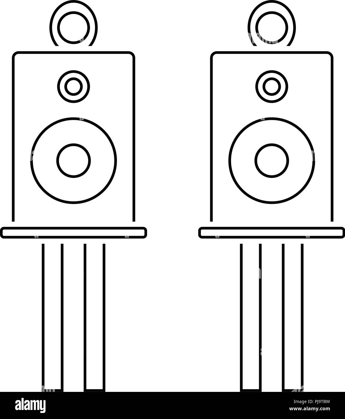 Audio system speakers icon. Thin line design. Vector illustration Stock ...