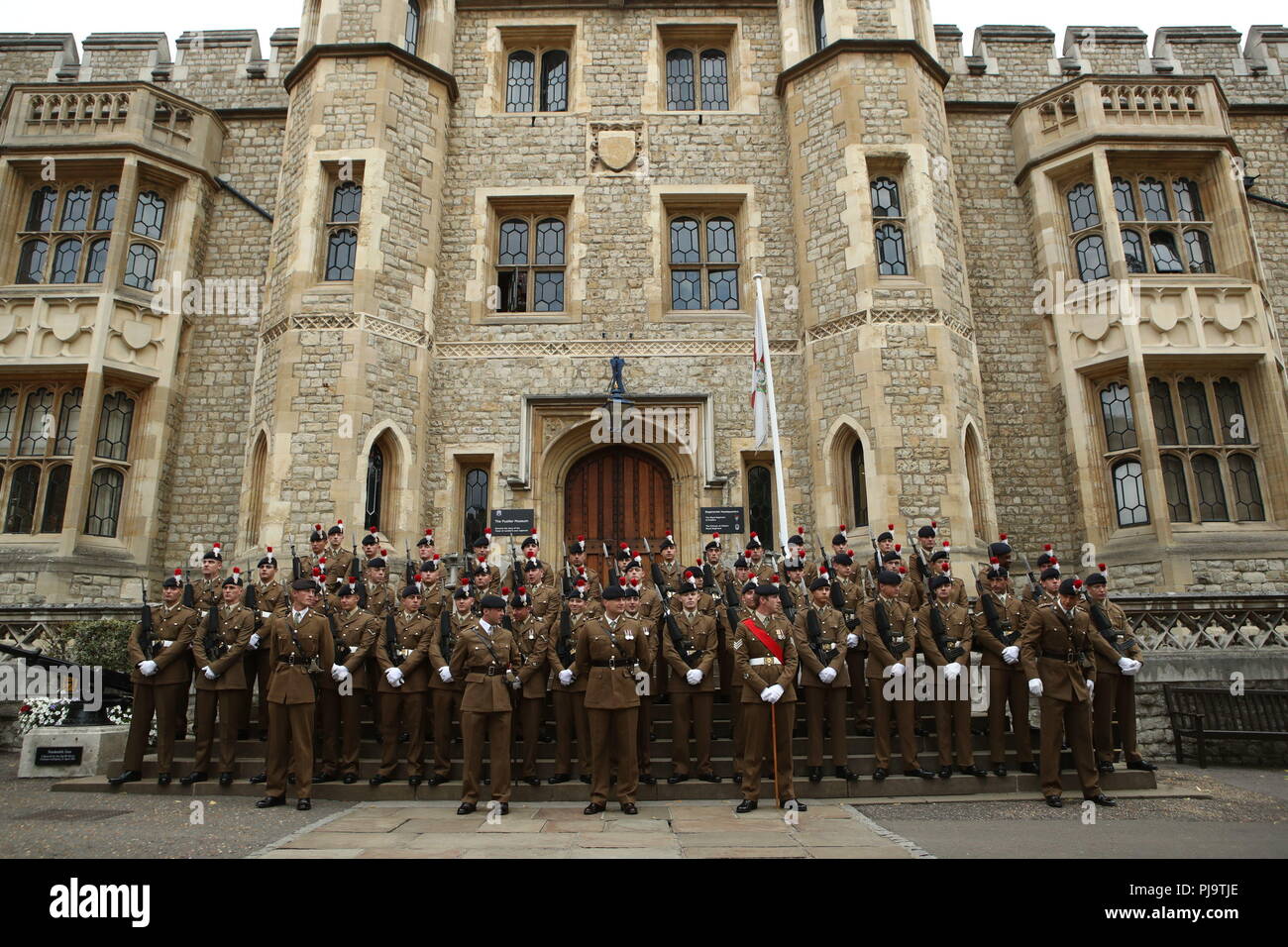 Members of the Royal Regiment of Fusiliers prior to marching from the ...