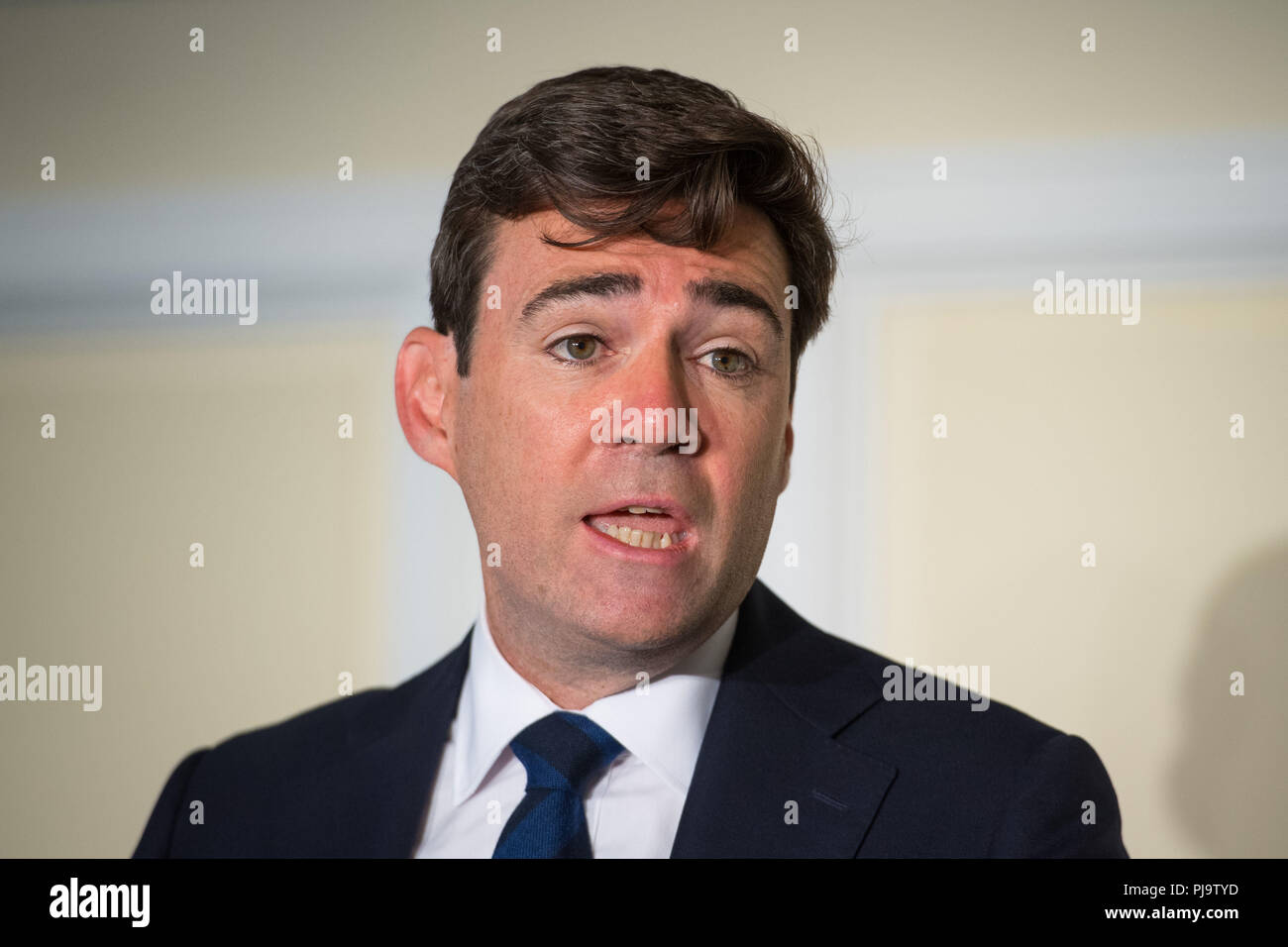 Mayor of Greater Manchester, Andy Burnham speaking about devolution and ...