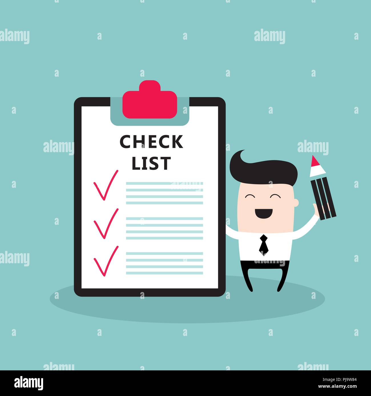 Happy businessman with checklist Successful business concept Stock ...